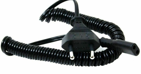 Euro 2 Pin EU Plug Mains Power Cable Lead - Black