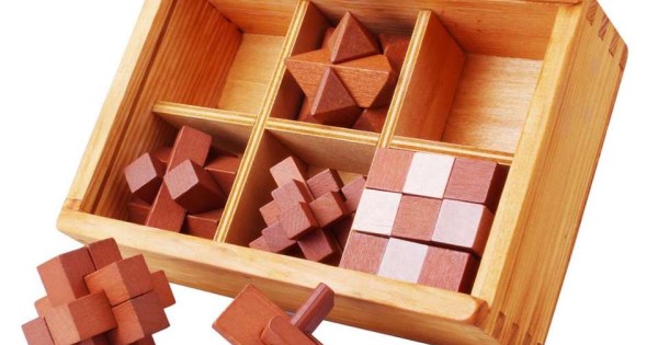 6PCS/Set Kongming Lock Brain Teaser Mind Games 3D Wooden Puzzle ...